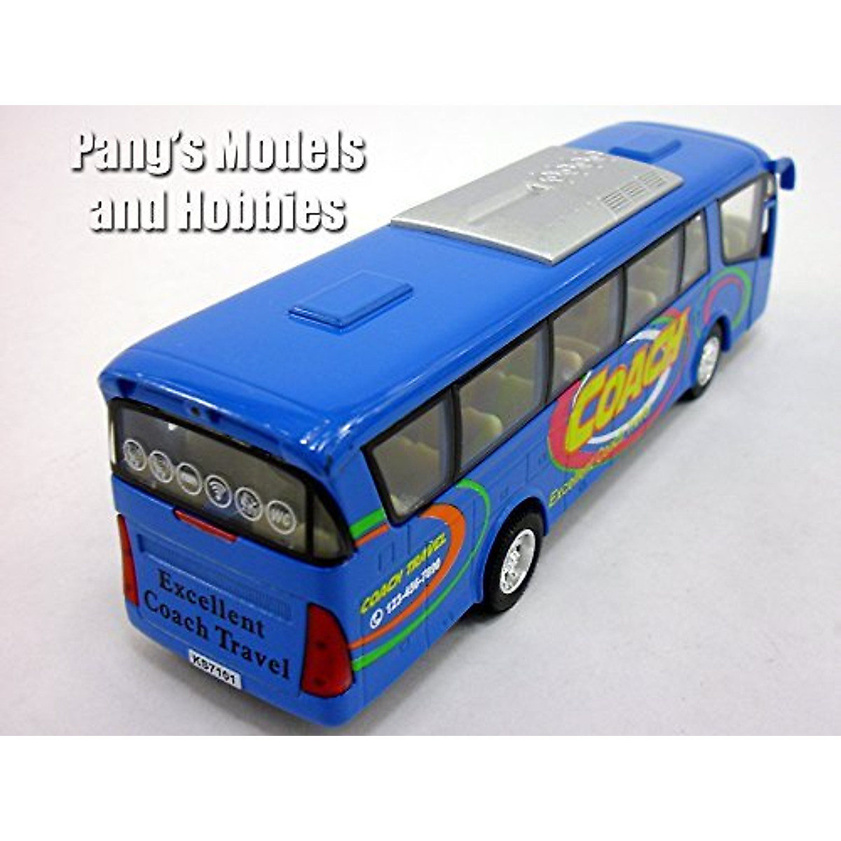 Coach Bus Diecast Metal Scale Model - SET of 4 BUSES, Red, Blue, White and Yellow