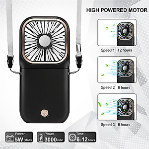 DAVID ROCCO Handheld Fan Mini Portable Fan, 2022 Upgrade Small Personal Fan with 3 Speeds Neck Fan Rechargeable Portable Fan, Good for Travel Home Office School Queue