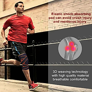 Jyer Compression Knee Brace Sleeve Support with Protective Straps and Shock-absorbing Pad, for Running, Meniscus Tear, Joint Pain, Arthritis Relief, Acl Recovery and Sports (X-Large)
