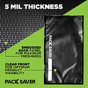 Pack Saver Vacuum Seal Bags 50 Commercial Grade PreCut Bags for Ultimate Food Preservation, Airtight Food Vac Bags for Storage, Meal Prep or Sous Vide, BPA Free, Black and Clear (11" x 19")