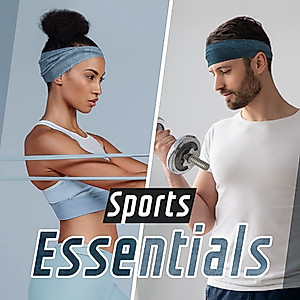 MYKURS 10 PCS Workout Headbands for Men and Women, Wide Sweat Bands Yoga Headbands No Slip, Mens Sports Headbands for Long Hair