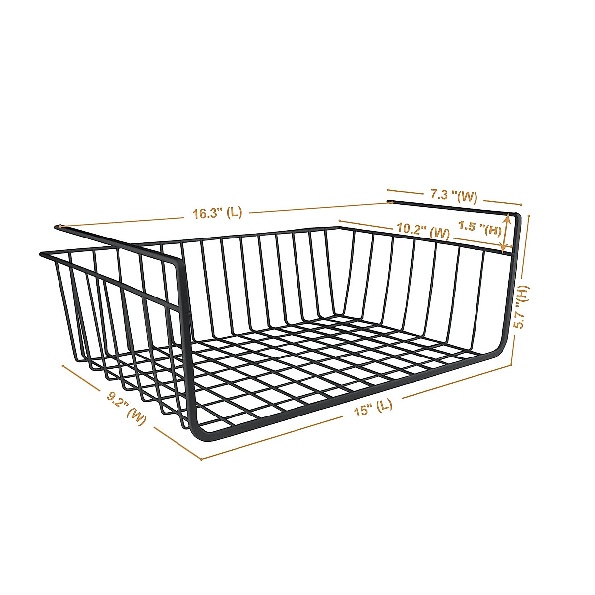 Under Shelf Basket, 4 Pack Black Wire Rack, Slides Under Shelves for Storage Space on Kitchen Pantry Desk Bookshelf Cupboard