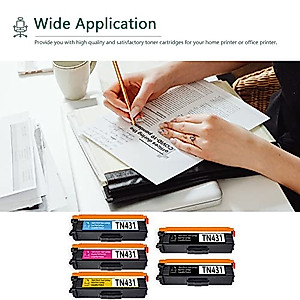 TN-431 Compatible TN431 Toner Cartridge ALUMUINK Replacement for Brother TN431BK TN431C TN431Y TN-431M for Brother TN431 HL-L8260CDW L8360CDW DCP-L8410CDW Printer (5-Pack, 2BK+1C+1Y+1M )