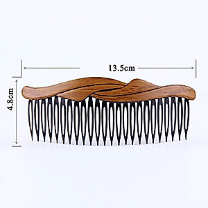 ShungFun Women Hair Side Comb Retro Wooden Hair Comb Pin Clips Hair Fork Pigtail Holders for Hair Styling Accessories