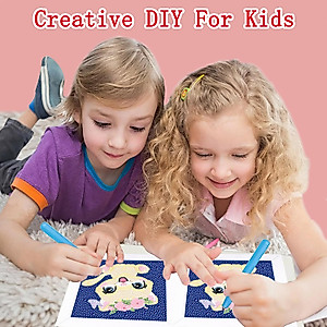 Miairivy Diamond Painting for Kids, 5D Animal Diamond Art Mini Small Kit(with Wooden Frame), DIY Cute Cat Big Gem Painting Set, Paint by Diamonds Crafts for Girls Boys Ages 4-12