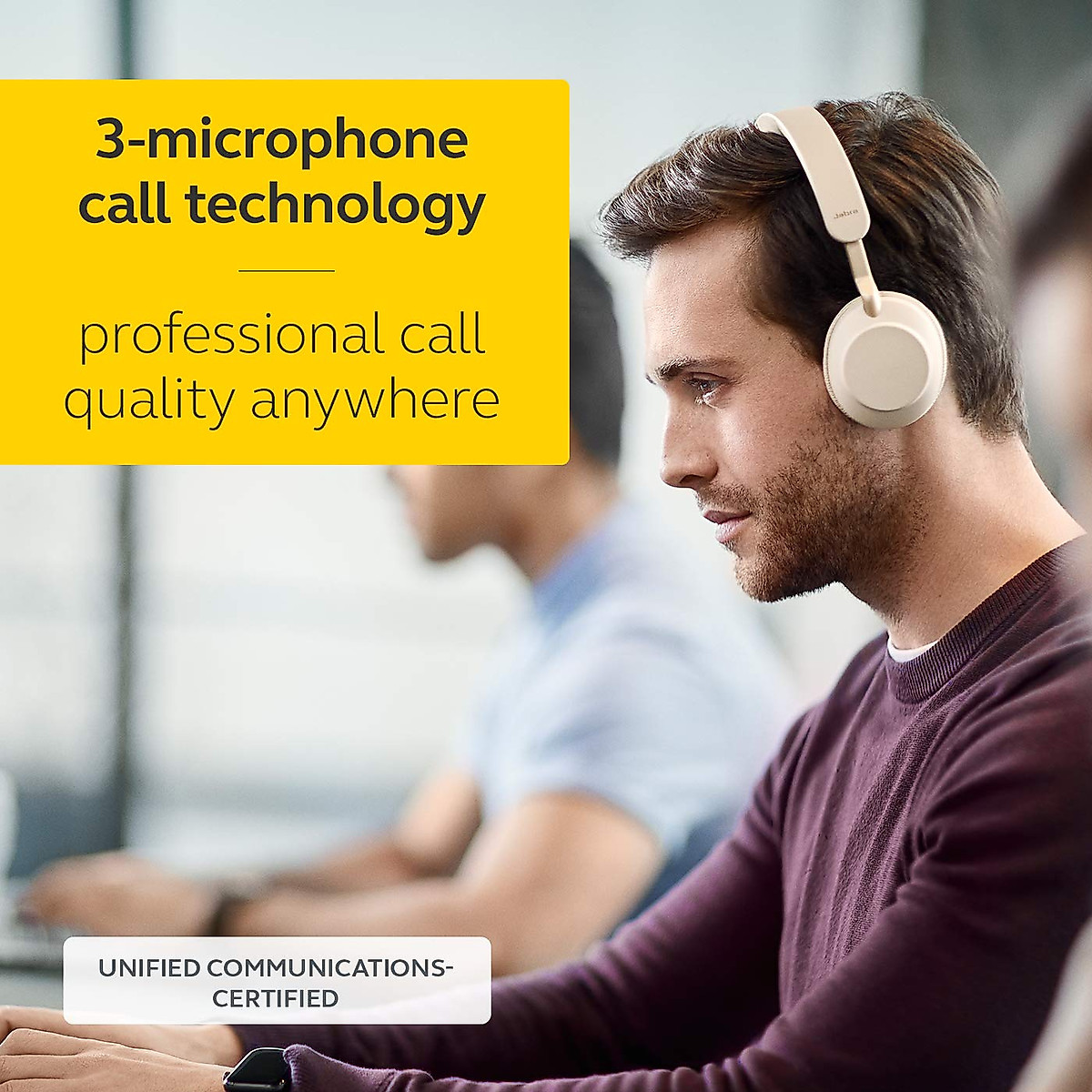 Jabra Evolve2 65 USB-A UC Mono with Charging Stand - Beige Wireless Headset/Music Headphones