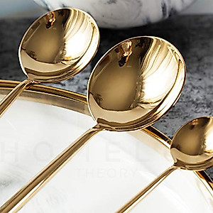 Homelux Theory 18/10 Gold Silverware Set Stainless Steel, 5pc Mirror Polished Modern Silverware Set Dishwasher Safe, Kitchen Flatware Set, Adaline Royal Knife Spoons & Forks Set, Gold Cutlery Set of 4