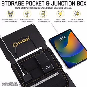 SunJack 25 Watt Foldable IP67 Waterproof ETFE Monocrystalline Solar Panel Charger with USB-C and USB-A for Cell Phones, Tablets and Portable for Backpacking, Camping, Hiking and More