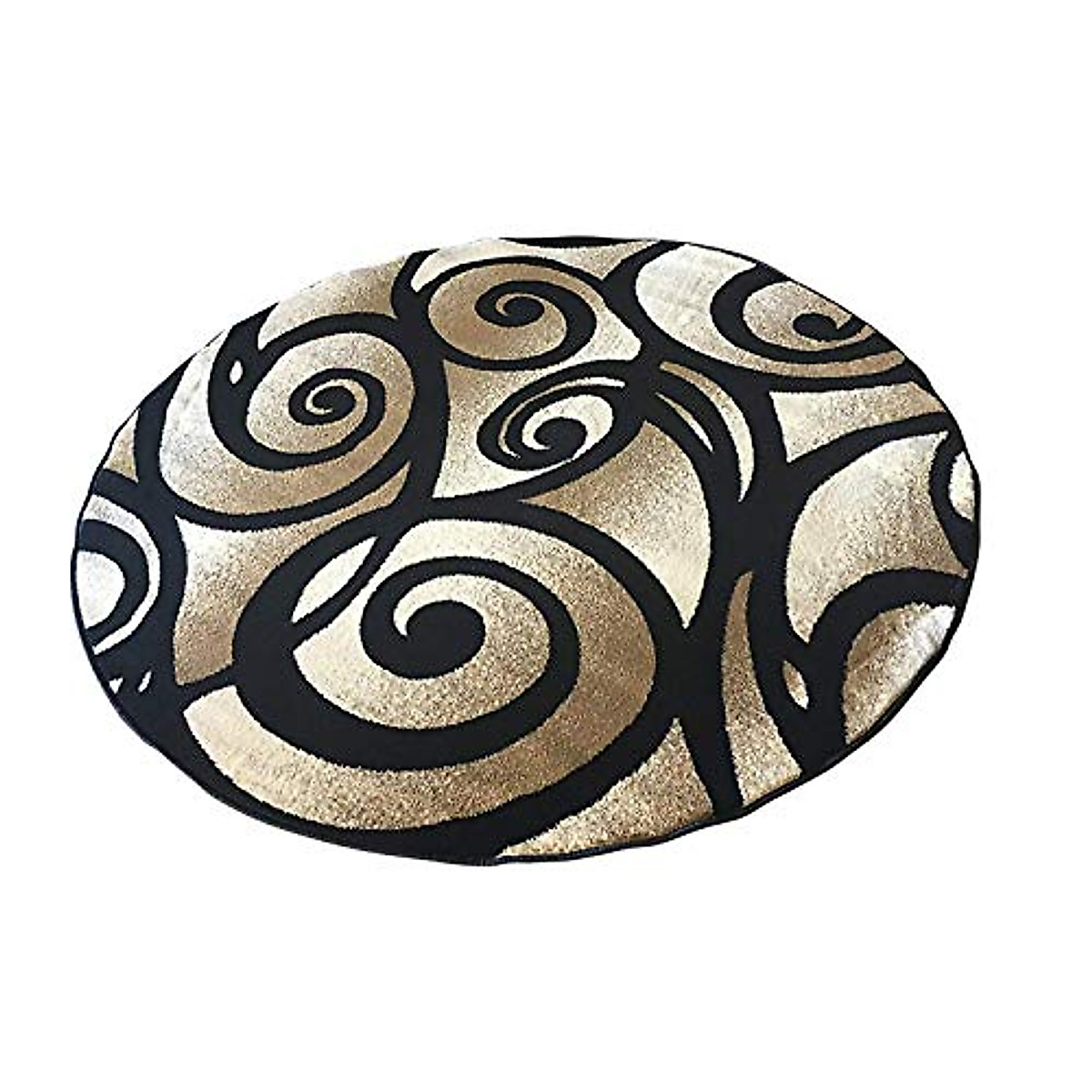 Bellagio Modern Round Contemporary Area Rug Black Carpet King Design 341 (5 Feet 3 inch X5 Feet 3 Inch )