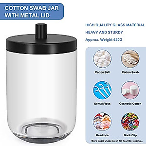 TAUVLL Black Bathroom Accessories Set,2 Pack Soap Dispenser,Clear Glass Qtip Holder with Lids,Vanity Tray for Organizing &Storing Kitchen Decor,Rustic Modern Bathroom Essentials 4pcs Set