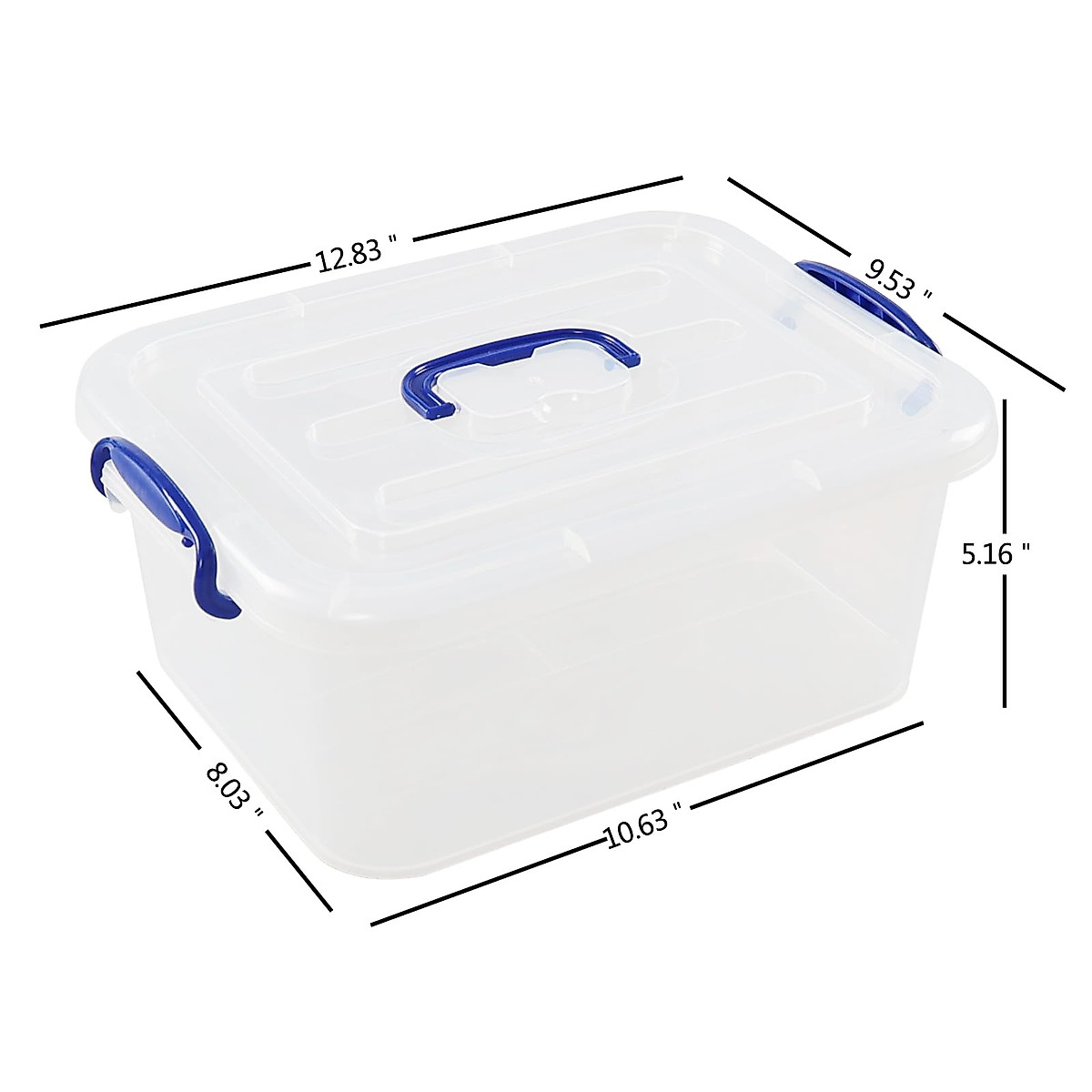 Asking 8 L Clear Storage Latch Box with Handle, 2-Pack Plastic Storage Boxes
