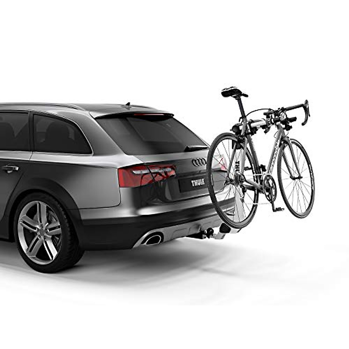 Thule Helium Pro Hanging Bike Rack - Carries 2 Bikes - Lightweight Hitch Bike Rack - Fits 2" and 1.25" receivers - Quick Tool-Free Installation - Tilts for Trunk Access - 75lb Load Capacity