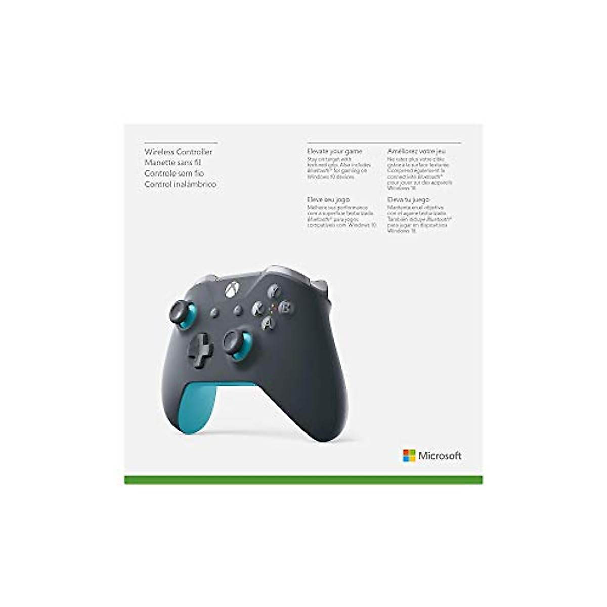 Xbox Wireless Controller Grey & Blue - Wireless - Bluetooth - Xbox One - PC - Grey and Blue