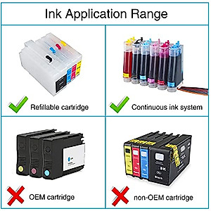 CoYlBod Compatible Regular Dye Printing Refill Ink Bottle Replacement for HP 711 711XL Dwsignjet T120 T520 Printers, Use for Refillable Cartridges or CISS, 4-Color Black, Cyan, Magenta, Yellow