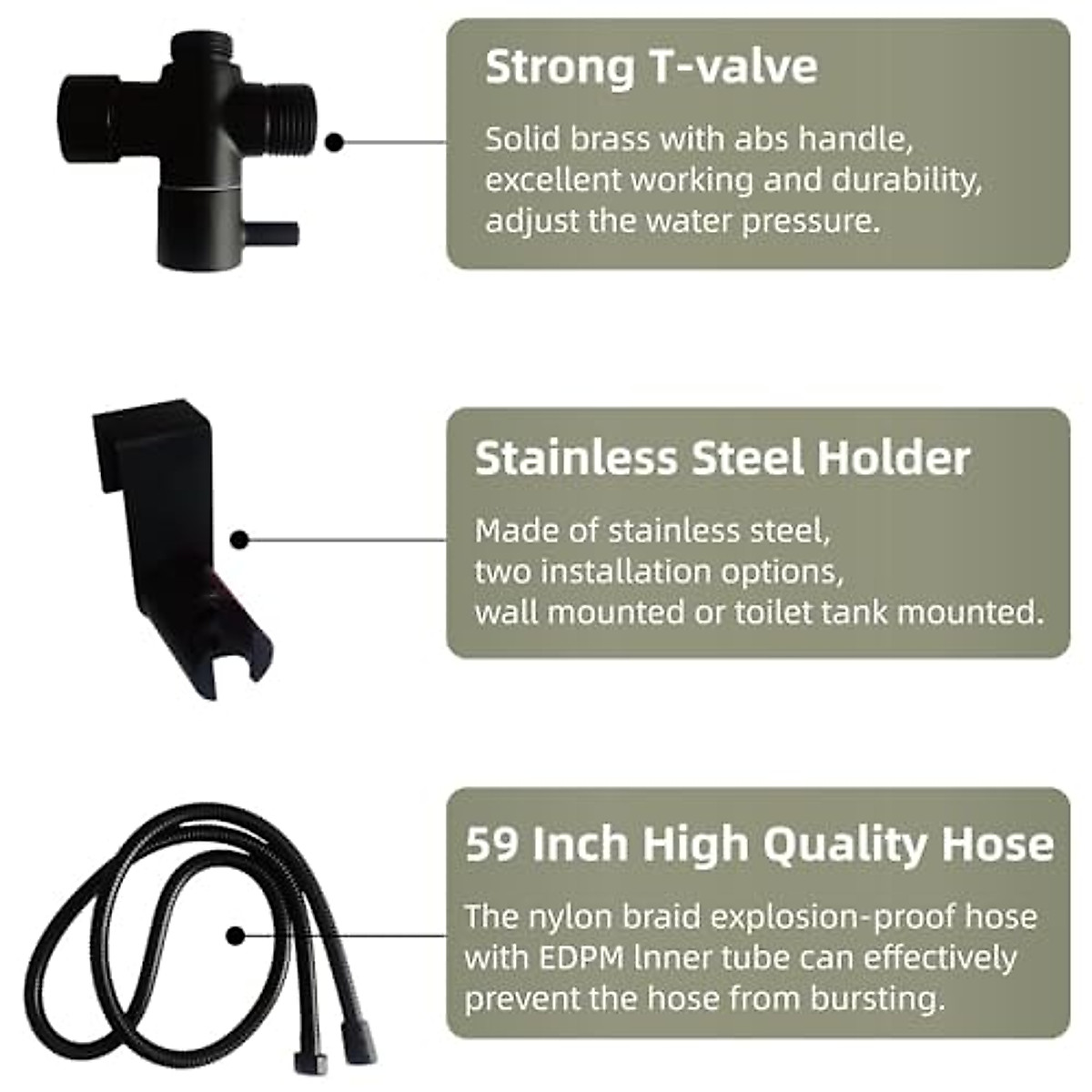 Handheld Bidet Sprayer for Toilet, Hand held Stainless Steel Toilet Bidet Sprayer Kit, Hose with Anti-Leak Hose&High Pressure, for Personal Hygiene, Toilet Clean (A)