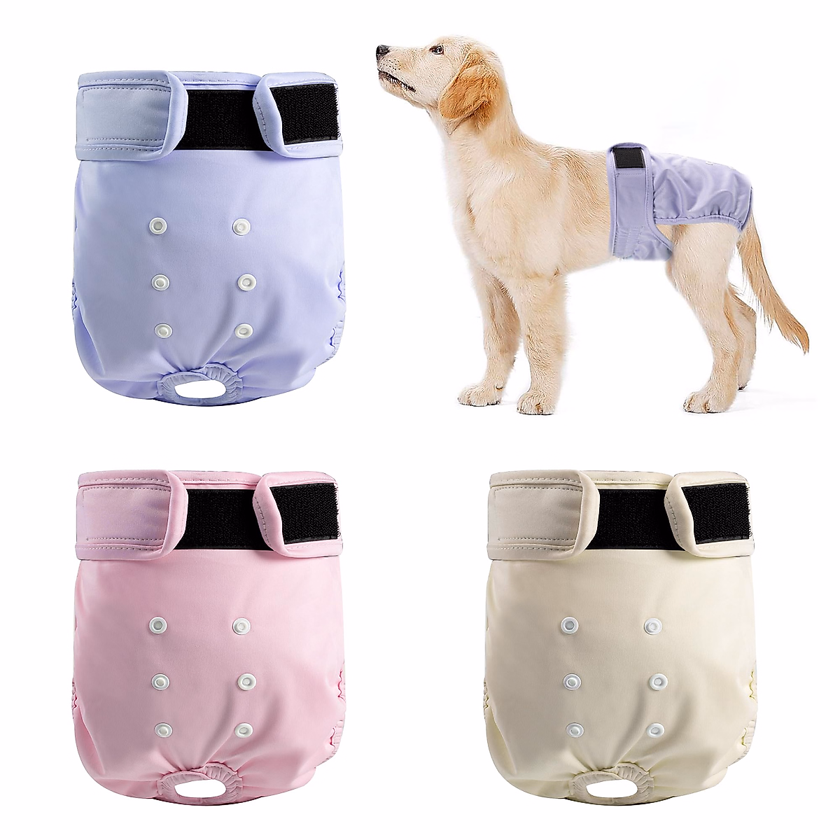ZINGTERRA 3 Pack Washable Female Dog Diapers,Reusable Diaper for Doggie,Highly Absorbent Dog Diaper,Adjustable Leakproof Puppy Diapers Skirt for Heat,Incontinence,Period Doggy Nappies S