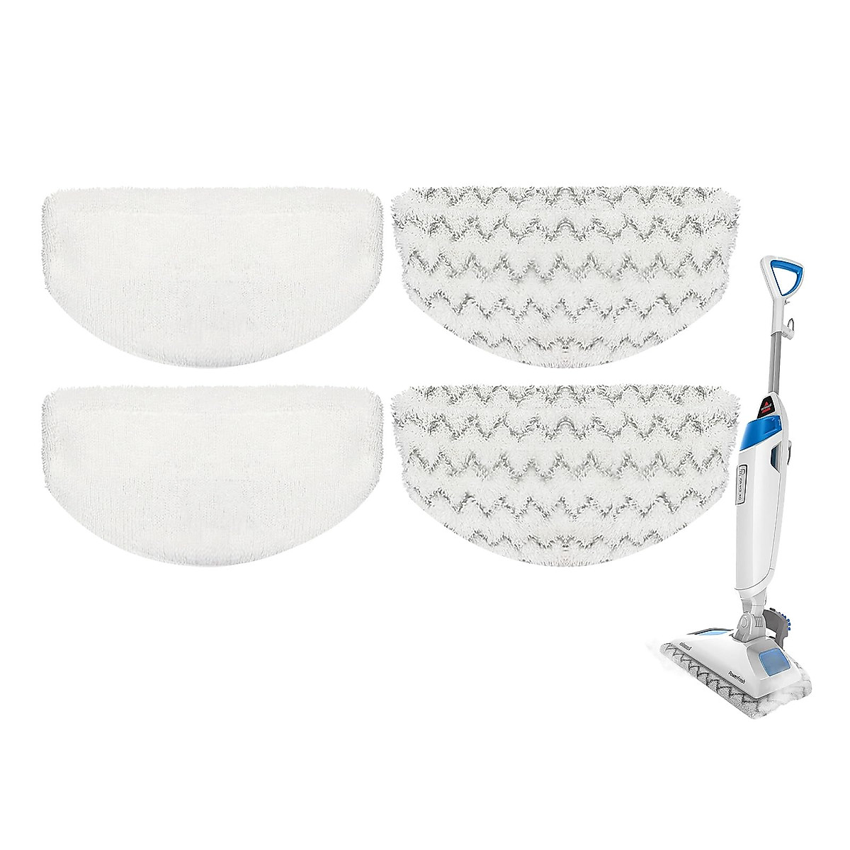 4 Pack Steam Mop Pads Replacement for Bissell Powerfresh Steam Mop 1940 1440 1544 1806 2075 Series, Model 5938 19402 19404 19408 19409 1940A 1940F 1940Q 1940T 1940W, Microfiber Washable, Reusable