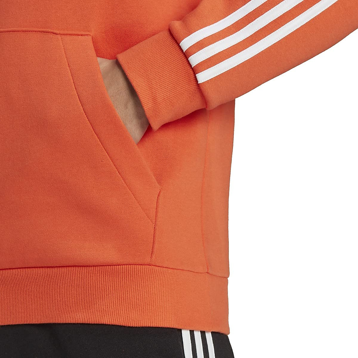adidas Big & Tall Essentials Fleece 3-Stripes Hoodie Semi Impact Orange/White 2XL Tall