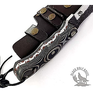 HEAVY DUTY 7MM Handmade 1095 High carbon steel Tracker Knife EDC for Hunting, Bush craft, Camping, Fixed Blade G10 Handle with Cowhide Leather Sheath, BW-4142 BLACK AND GREY