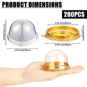 RHBLME 200 Pack Mini Bundt Cake Containers, Clear Plastic Mini Cake Boxes with Dome Lids Mini Cupcake Boxes, Dome Muffin Single Container for Cookies Cheesecake Mooncake Desserts