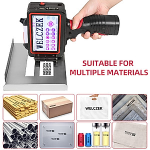 WELCZEK WK-02 Portable Intelligent Handheld Inkjet Printer, Printing Height (0.08-1 Inch) Inkjet Coding Machine for Logo Label Barcode Qr-Code Variable Data etc (Support 20 Languages)