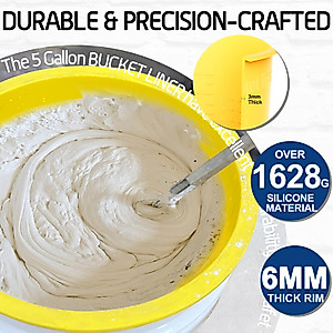 BUCKET LINER - 5 Gallon Bucket Saver Silicone Bucket Reusable Liners for Thinset and Concrete Mix (Yellow)