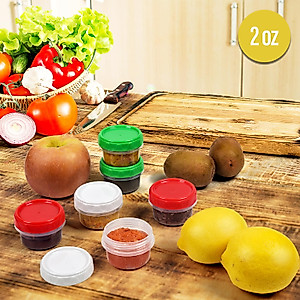 12-pack 2oz reusable small plastic containers with screw lids salad dressing container to go sauce condiment jello shot cups jars lunch box accessories baby food containers -mini-leakproof airtight