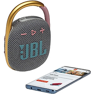 JBL Clip 4 Portable Mini Wireless Bluetooth Speaker Big Audio and Punchy bass, Integrated Carabiner, IP67 Waterproof and dustproof, 10 Hours of Playtime - W/10w Power Mat for Smart Phone (Renewed)