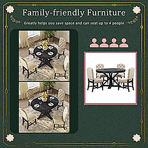 WOZNLA 5-Piece Extendale Round Dining Table Set for 4, Retro Style Wooden Kitchen Table Set with 4 Upholstered Chairs, Espresso