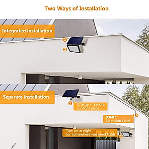 JACKYLED Bright 1000 Lumens 48 LED Solar Dusk to Dawn Light (Black) and 1800 Lumens 18 LED Solar Motion Sensor Lights Outdoor Solar Powered Spotlight for Garden Front Porch Door Barn Patio Garage