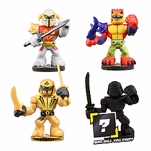 Akedo Ultimate Arcade Warriors - Warrior Collector 4 Pack - 3 Mini Battling Action Figures: Sunshadow, Tailwhip & Prideheart and one Hidden Mini Battling Action Figure!, Multicolor (14247)