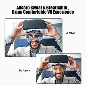 SAYAFAN VR Eye Mask, Adjustable Breathable VR Sweat Band for Meta/Oculus Quest 2/3/3S/Pro, HTC Vive, PS, Gear, VR Workouts (3PCS)