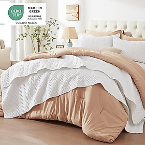 GRT White Quilt Set King Size with Pillow Shams - Lightweight Quilt Reversible Modern Style Bedspread Coverlet Set Rectangle Pattern - Soft Microfiber Quilt Bedding Set for All Season