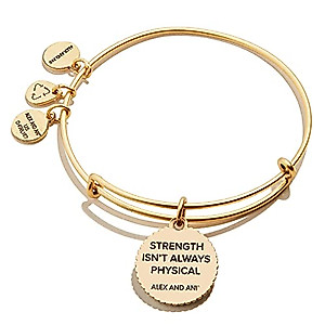 Alex and Ani Path of Symbols Expandable Bangle for Women, Elephant Embossed Charm, Rafaelian Gold Finish, 2 to 3.5 in