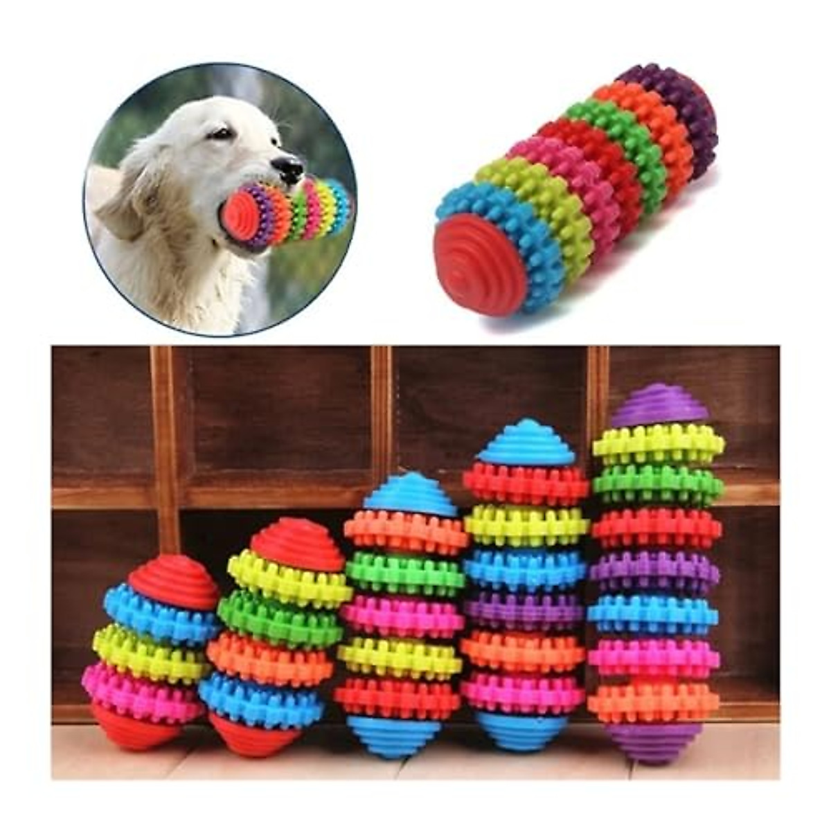 GoldensandsofNorth New Durable Rubber Pet Dog Puppy Cat Dental Teething Health Teeth Gums Chew Toy Dog Stuff Dog Toys for Large Dogs(3 Colors)