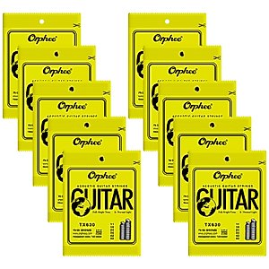 POGOLAB Guitar Strings, Acoustic Guitar Strings, 6 Strings Set, Hexagonal Carbon Core 75/25 Bronze, Light, 11-52, 10 Packs