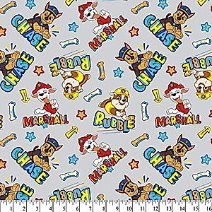 Paw Patrol Guys Gray Cotton Fabric by The Yard