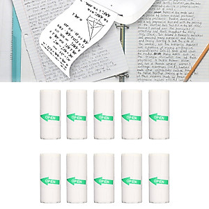 10Pcs Mini Printer Paper, 57 x 25 mm Self Adhesive Thermal Paper Printable Sticker Paper for Pocket Thermal Printer