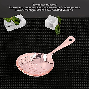 Julep Strainer, Stainless Steel Bar Strainer Cocktail Strainer Spoon for Home Bar, 6.9 x 2.9in(Rose Gold)