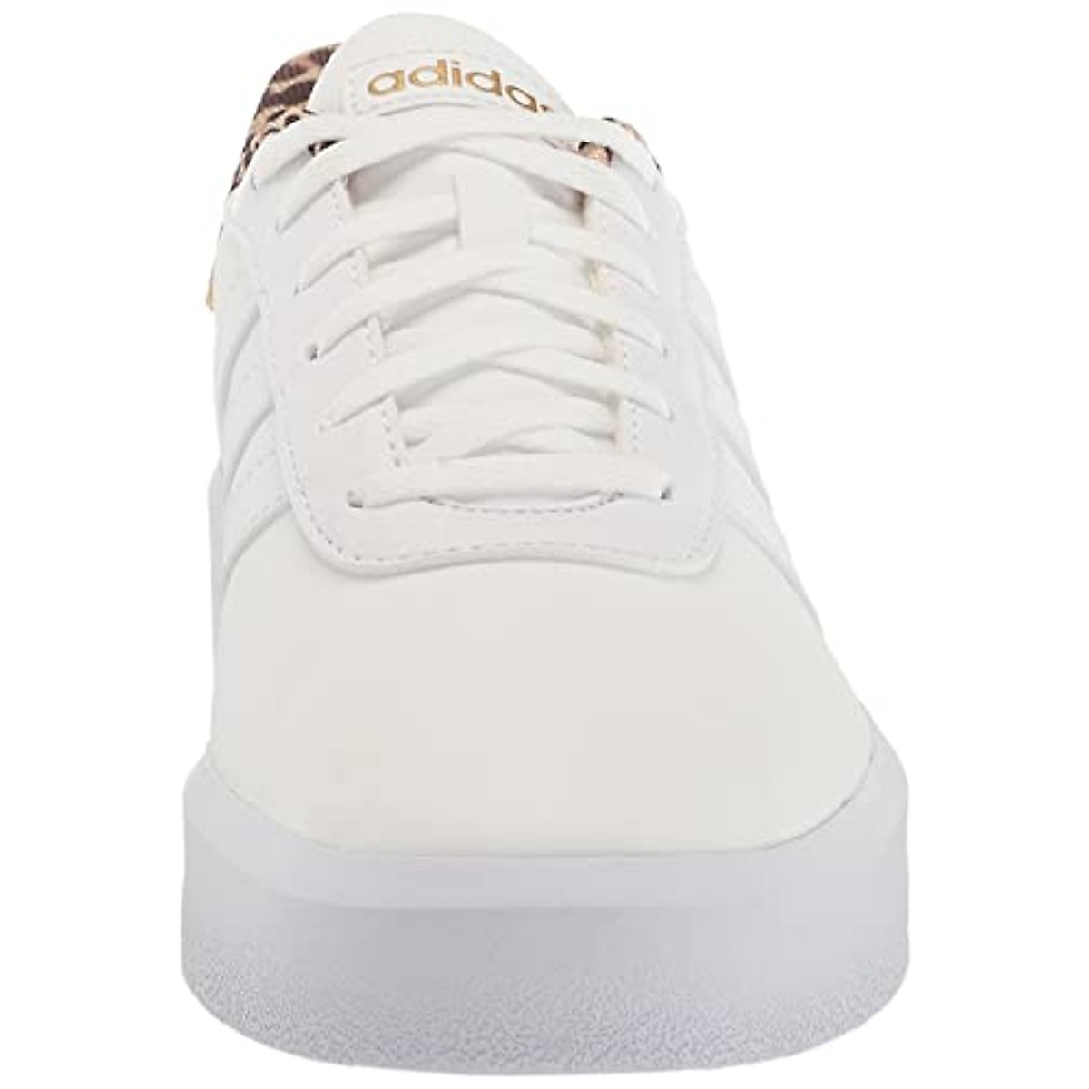 adidas Women's Court Platform Skate Shoe, White/White/Gold Metallic, 8.5