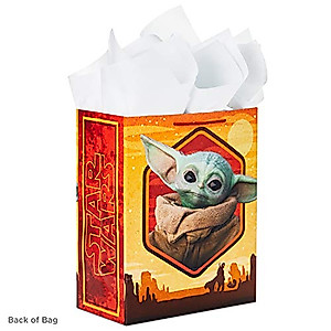 Hallmark 13" Large Star Wars Gift Bag with Tissue Paper (Baby Yoda, The Child, The Mandalorian) for Christmas, Holidays, Birthdays, Baby Showers, Halloween, May the Fourth