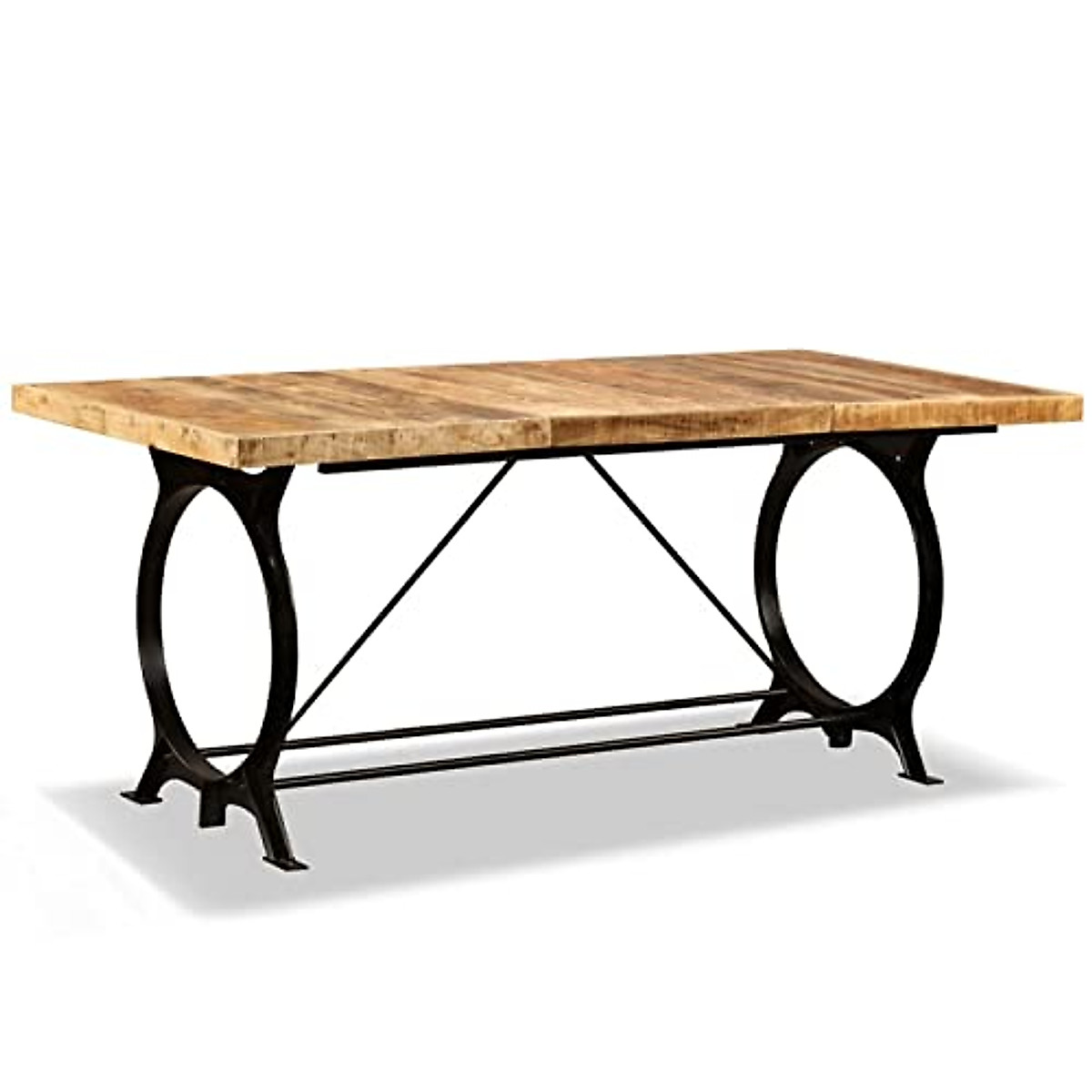Tidyard Dining Table Mango Wood Tabletop Dinner Table Steel Legs for Kitchen, Bistro, Restaurant, Home Furniture 70.9 x 35.4 x 30 in