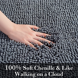 SONORO KATE Bathroom Rug,Non-Slip Bath Mat,Soft Cozy Shaggy Durable Thick Bath Rugs for Bathroom,Easier to Dry, Plush Rugs for Bathtubs, Rain Showers and Under The Sink (Dark Grey, 32"×20")