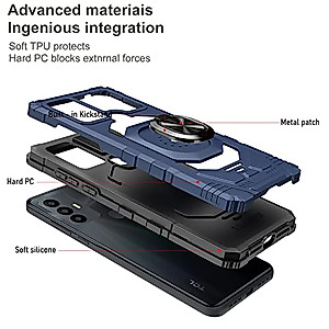 Ailiber Case for TCL 30 SE, TCL 30 SE Phone Case with Screen Protector, Ring Kickstand for Magnetic Car Mount Military Grade, Heavy Duty Shockproof Protective Cover for TCL TCL 30E/30 SE 6.52”-Blue