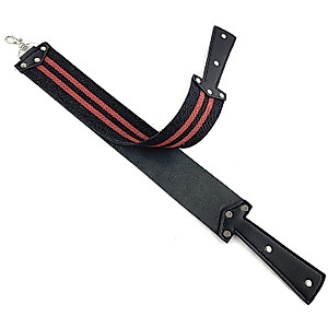 G.B.S Premium Whetstone Blade Sharpening Stone and G.B.S Leather Strop, Black with Red Strip