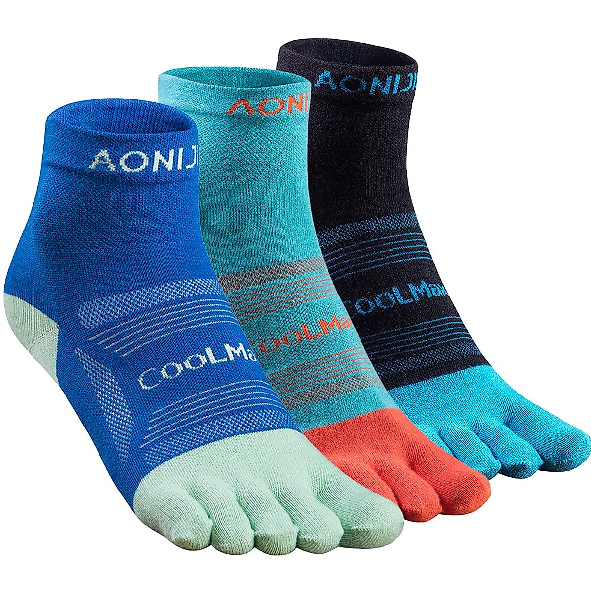 AONIJIE Toe Socks for Men and Women High Performance Athletic Five Finger Quarter Socks Soft, Comfortable and Breathable, Medium