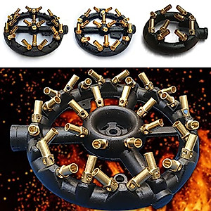 Natural Gas Jet Burner For Chinese Wok Range, Grilling, Stir Fry - Cast Iron Body Round Nozzle Jet Burner with 10/20/23/32 Brass Tips - Up 80,000 BTU (23 Tip)