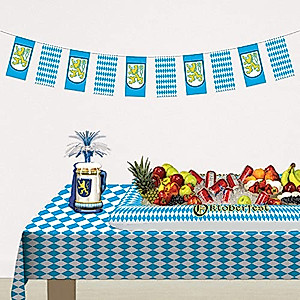 Beistle Oktoberfest Pennant Banner, 10" x 12', Blue/White/Yellow,54243