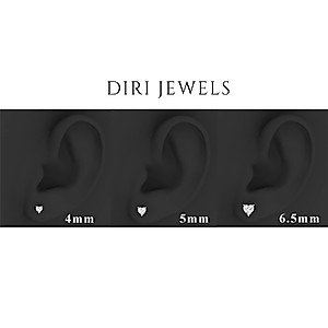 Moissanite Stud Earrings, 0.5ct-2ct D Color VVS1 Clarity Heart Cut Lab Grown Diamond Moissanite 14K White Gold Plated 925 Sterling Silver Moissanite Earrings For Women