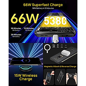 Ulefone Armor 17 Pro Rugged Smartphone, 13GB + 256GB, 108MP Triple Camera, 8MP Night Vision Camera, 66W Fast Charging, Helio G99 Processor, 6.58" FHD+, Android 12, 4G Dual SIM Unlocked Rugged Phone